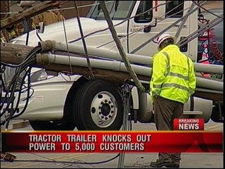 Tractor-Trailer Takes Down Power Lines in Warwick