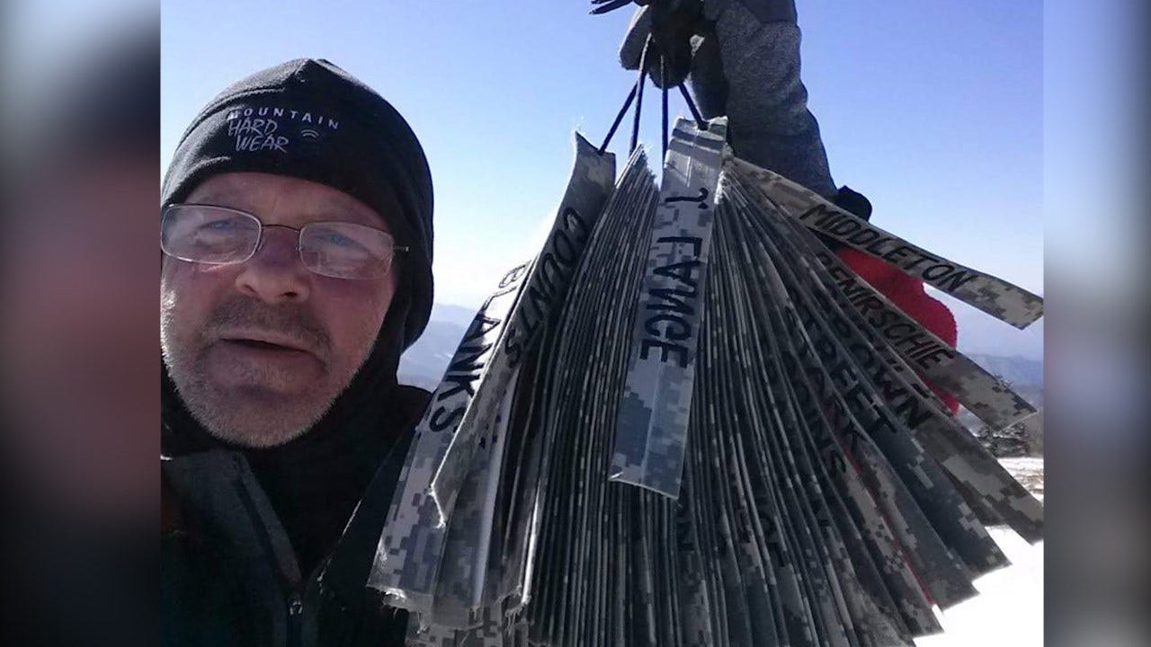 Veteran hikes with names of veterans who took their lives