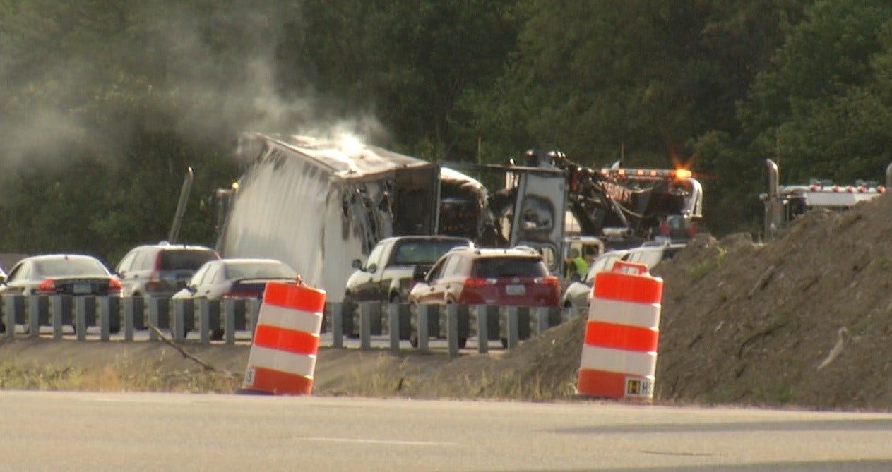 Tractor-trailer fire causes extra rush-hour traffic