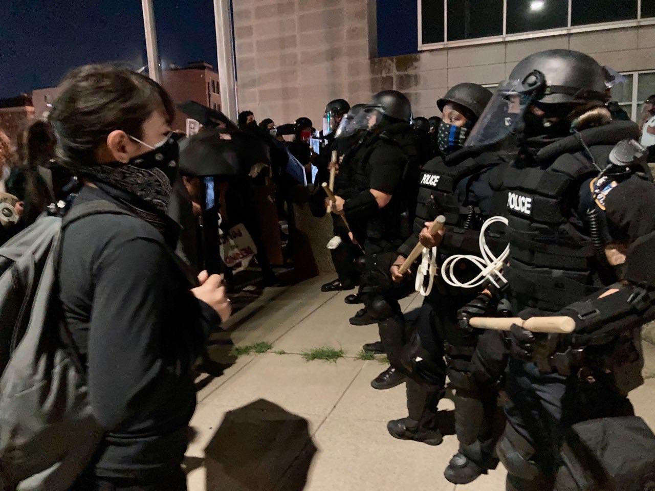 Protestors outside Providence Public Safety Complex Complex, officers ...