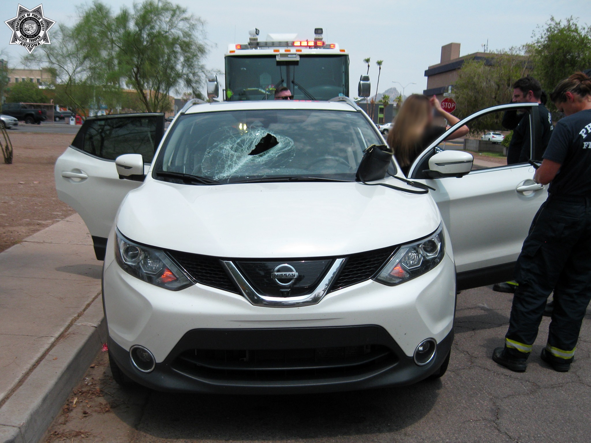 Metal pole crashes through SUV windshield, narrowly missing the driver ...