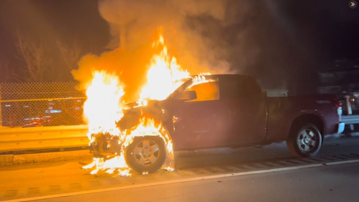 Truck catches fire on Interstate 195 in Fall River | ABC6