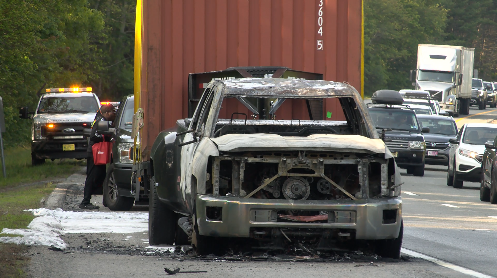 Truck fire snarls traffic on Interstate 95 in Exeter | ABC6