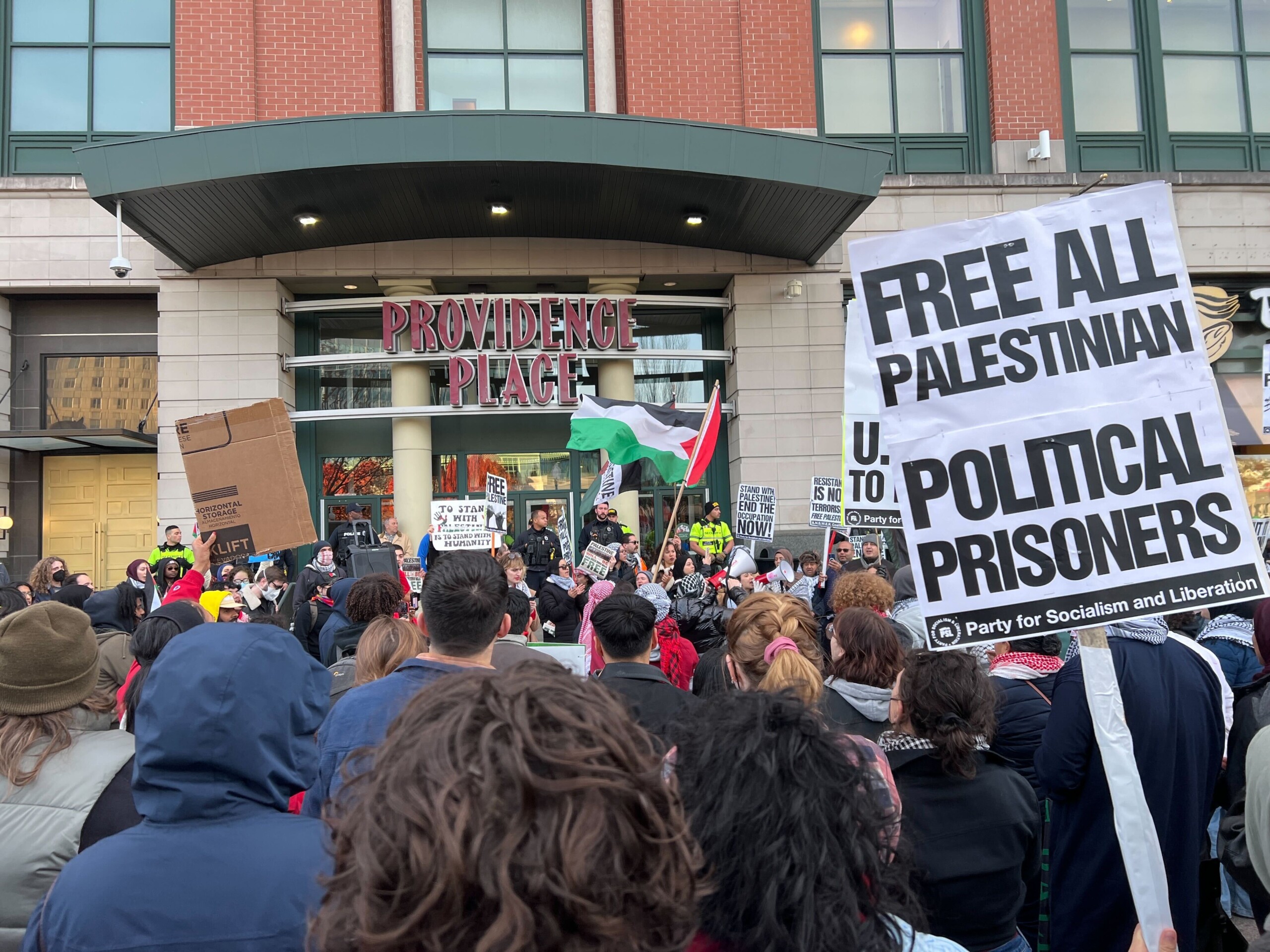 Pro Palestine Demonstrators March From State House To Providence Place