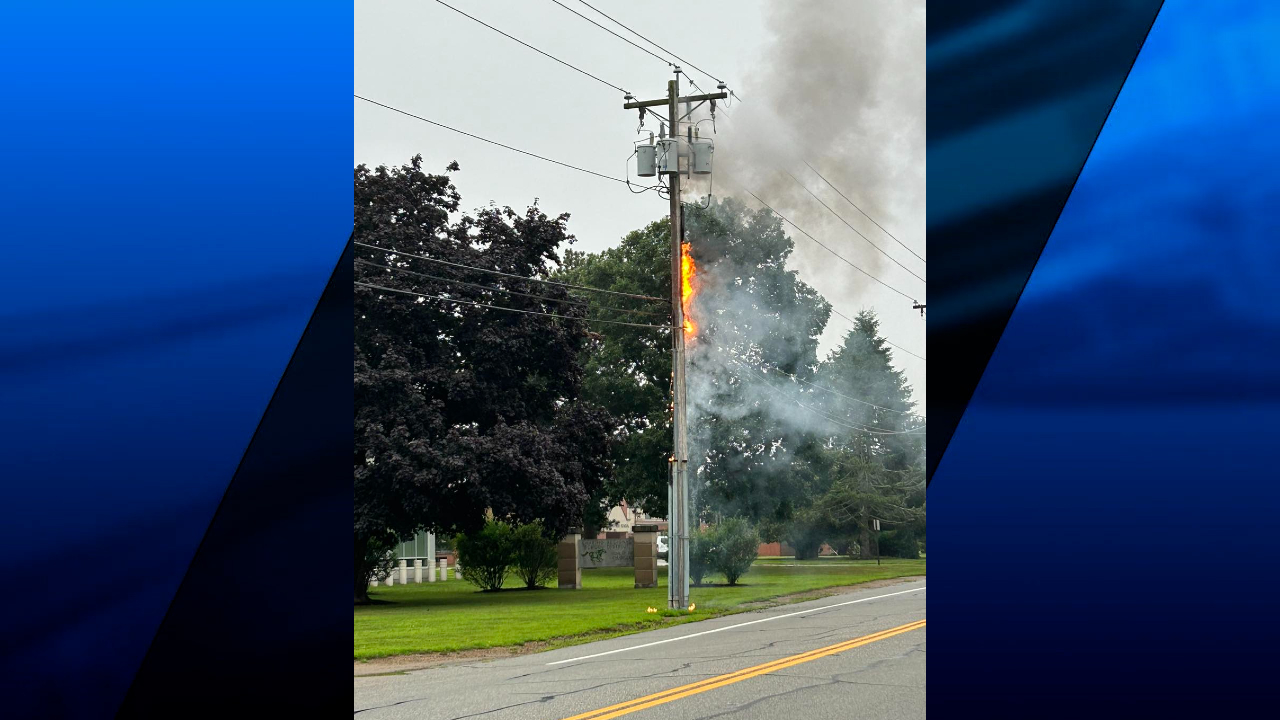 Hope Valley firefighters extinguish power pole blaze | ABC6