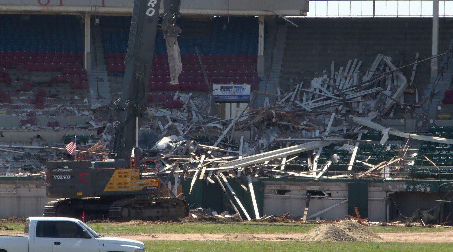 Demolition continues at McCoy Stadium with main grandstand seats | ABC6