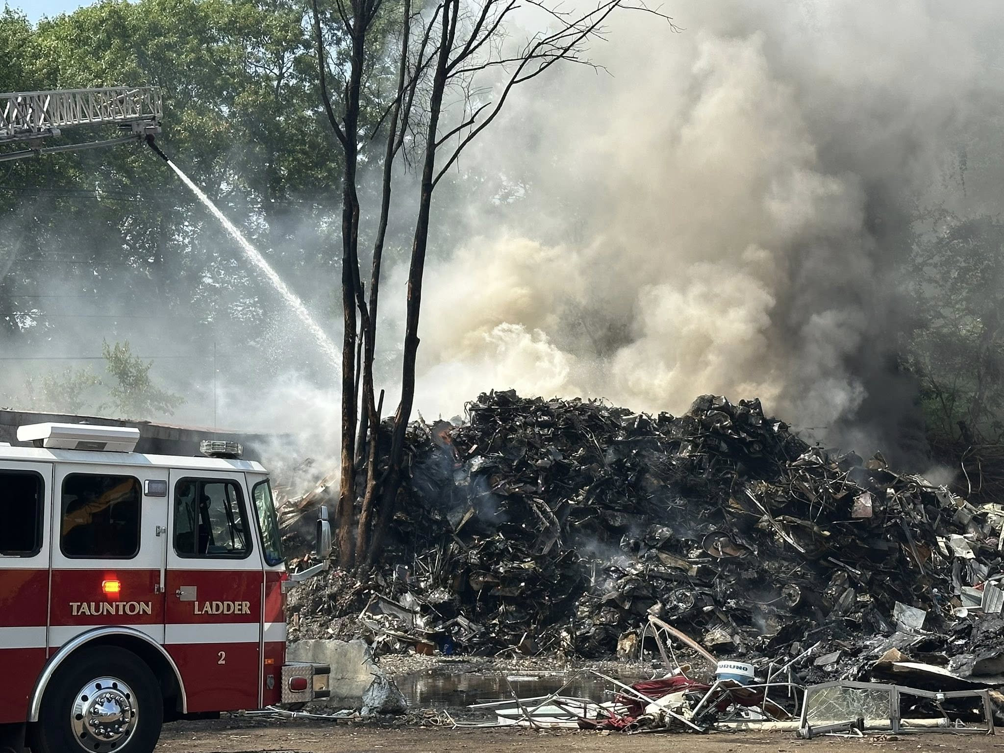 Firefighters battling fire at recycling center in Taunton | ABC6