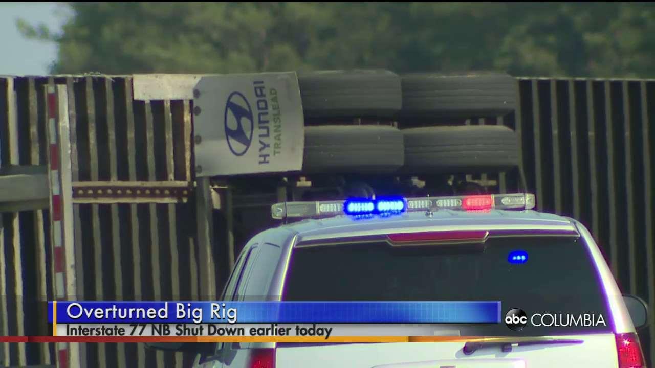 Watch Overturned Tractor Trailer Blocks Traffic For Hours Abc Columbia