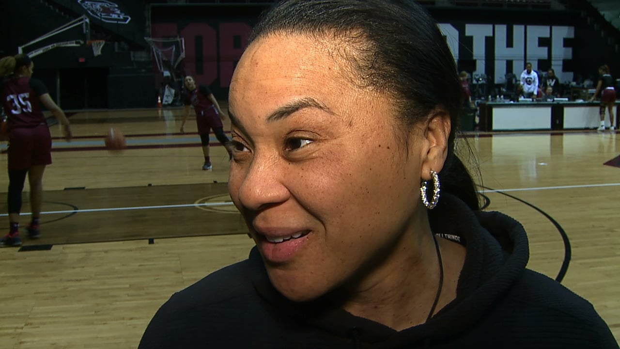 Dawn Staley smiling interview - ABC Columbia