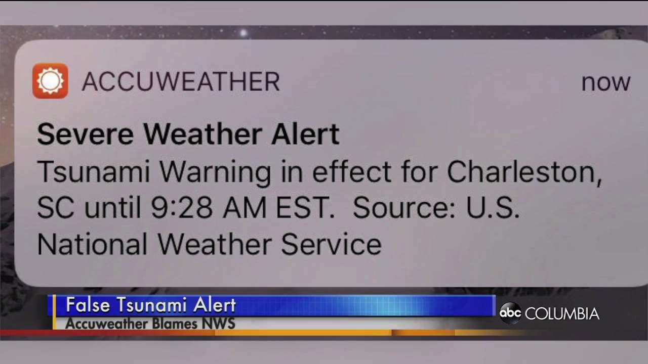 Accidental tsunami warning sent along SC coast
