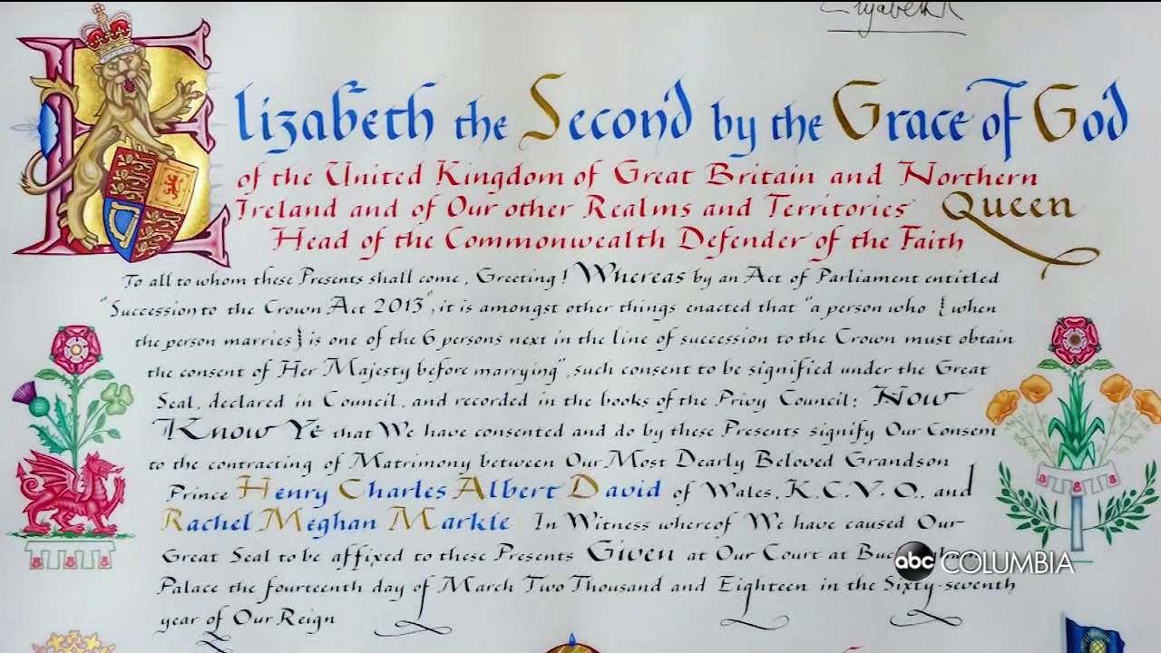 Queen Elizabeth gives her written consent of Royal Wedding