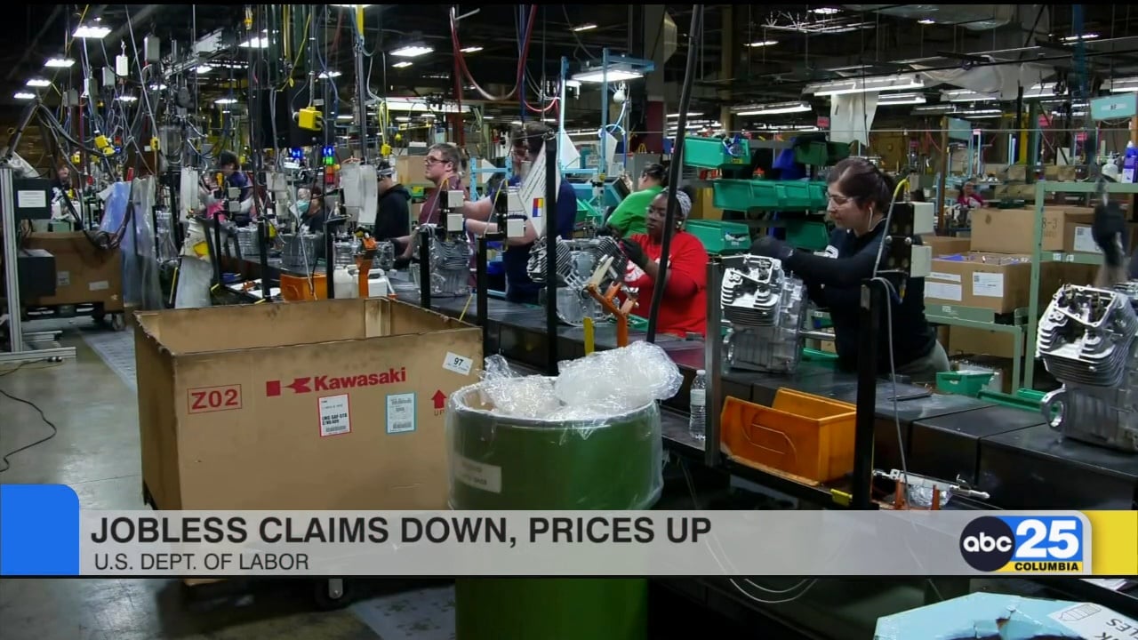 U.S. Dept. of Labor: Jobless claims down, prices up - ABC Columbia