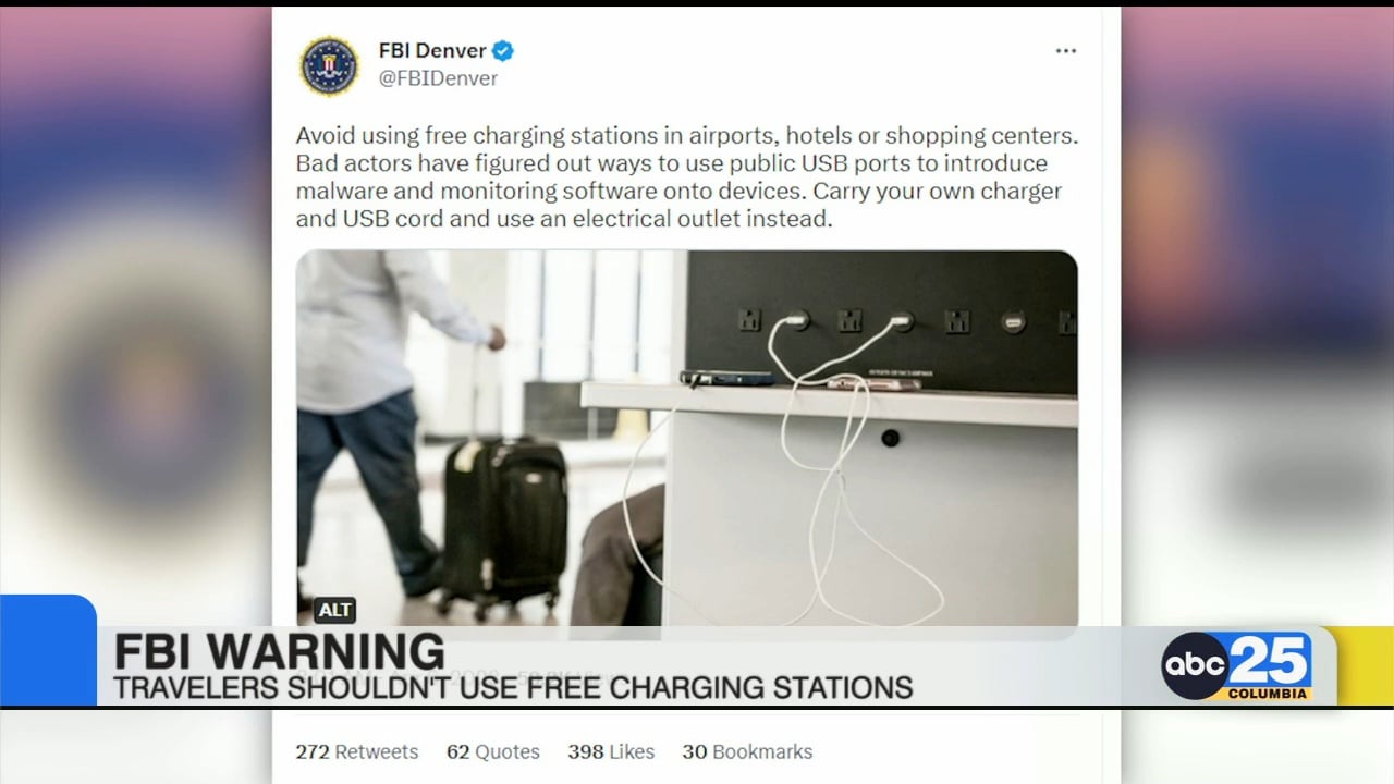FBI warns travelers not to use free charging stations - ABC Columbia