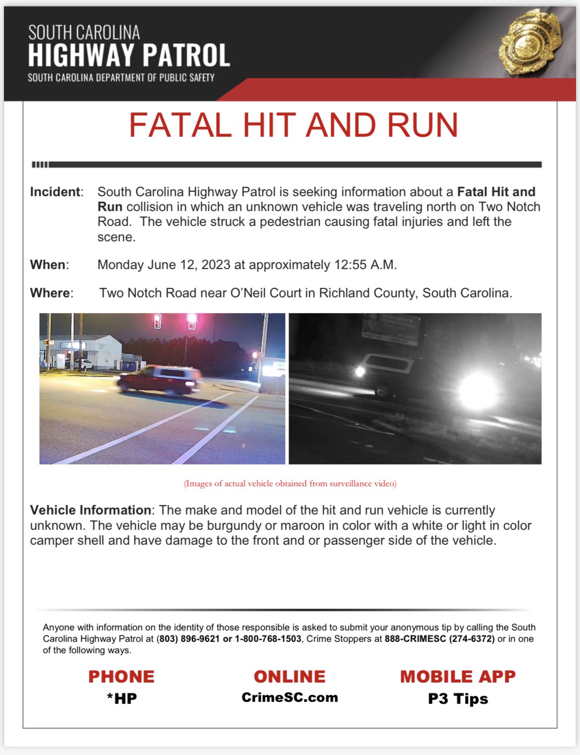 SC Highway Patrol seeks information in fatal hit-and-run - ABC Columbia