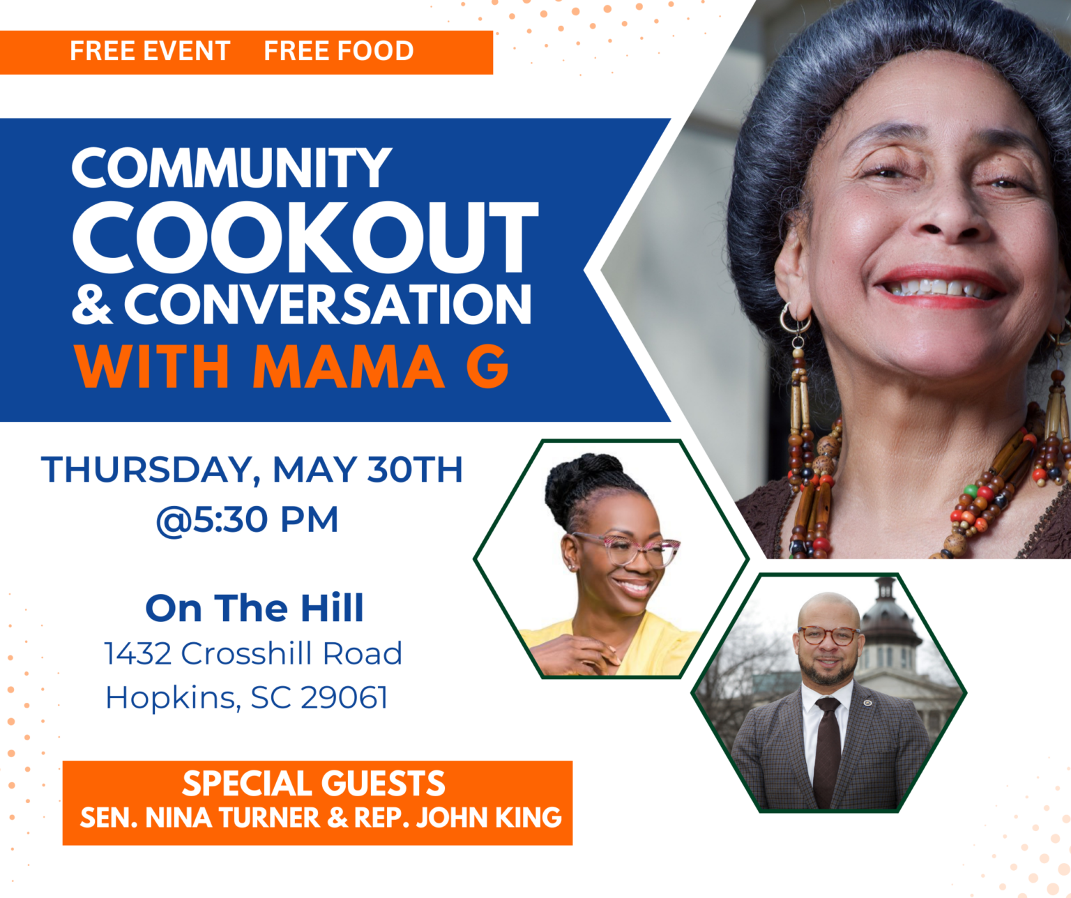 Mama G Miller holding Community Cookout & Conversation Event - ABC Columbia
