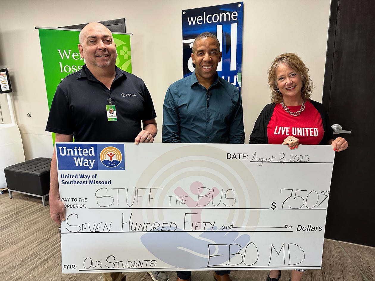 EBO MD presents check to United Way of SEMO for school supplies - KBSI ...
