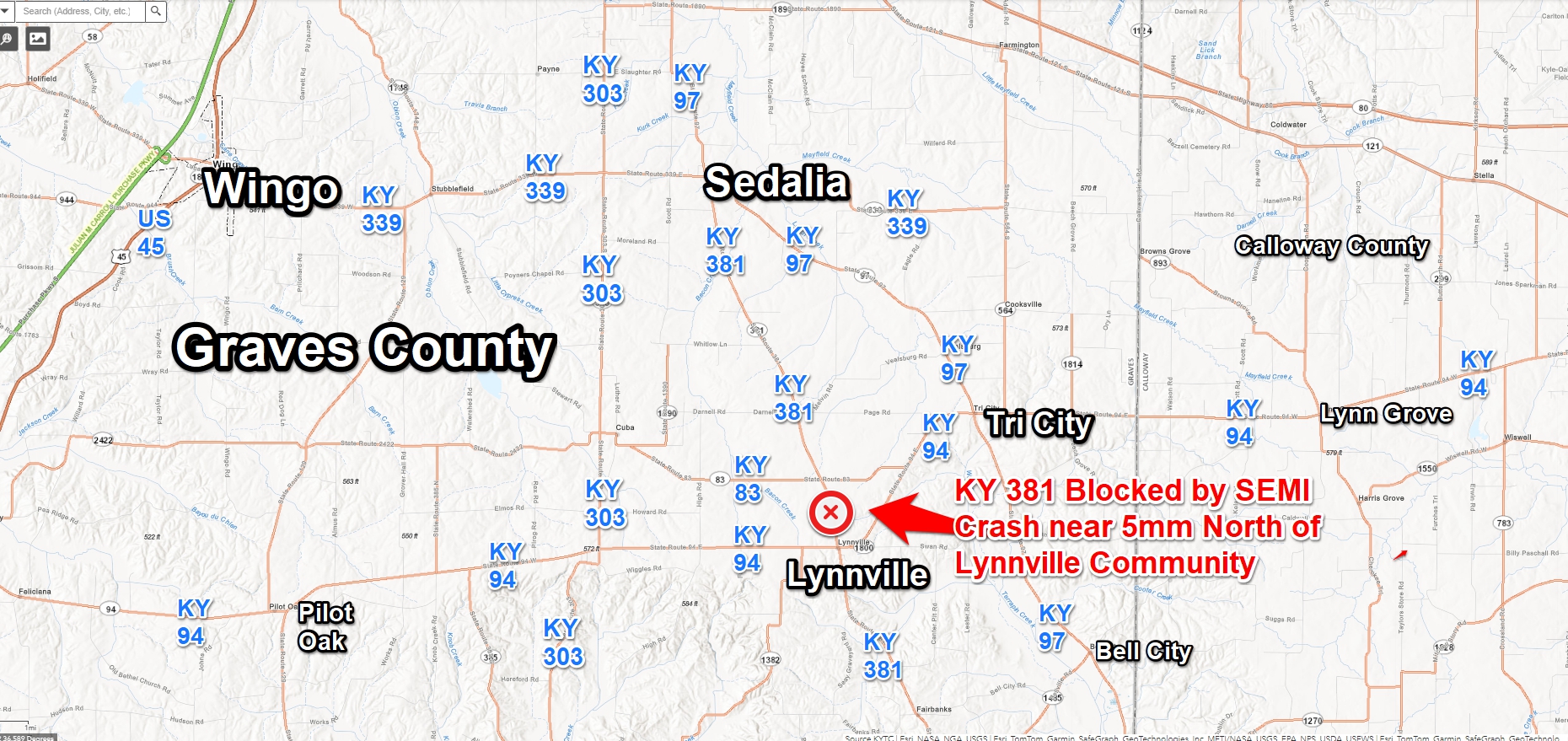 KY 381 blocked in Graves County after semi rollover crash - KBSI FOX23 ...