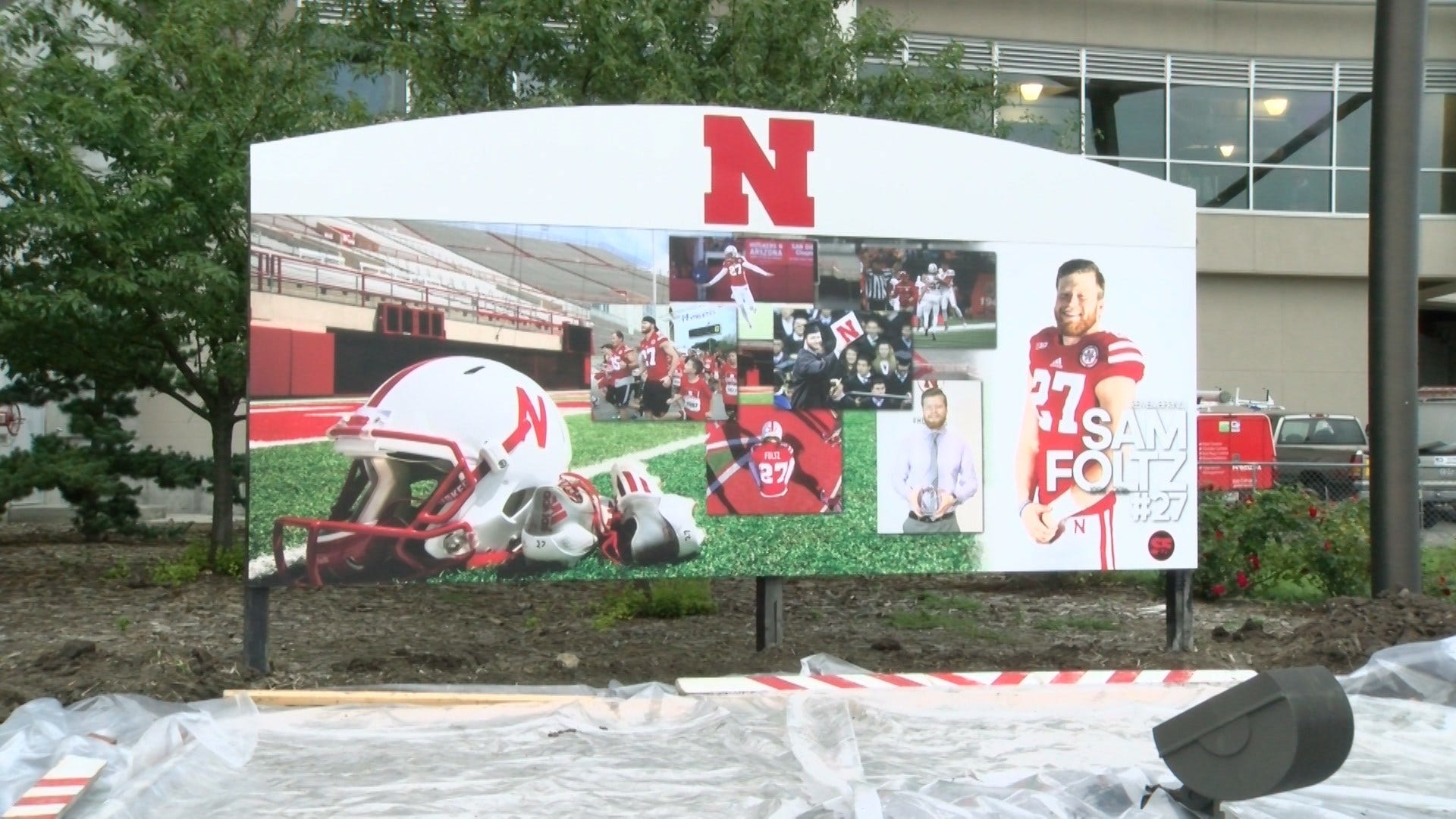 Memorial set up for Sam Foltz