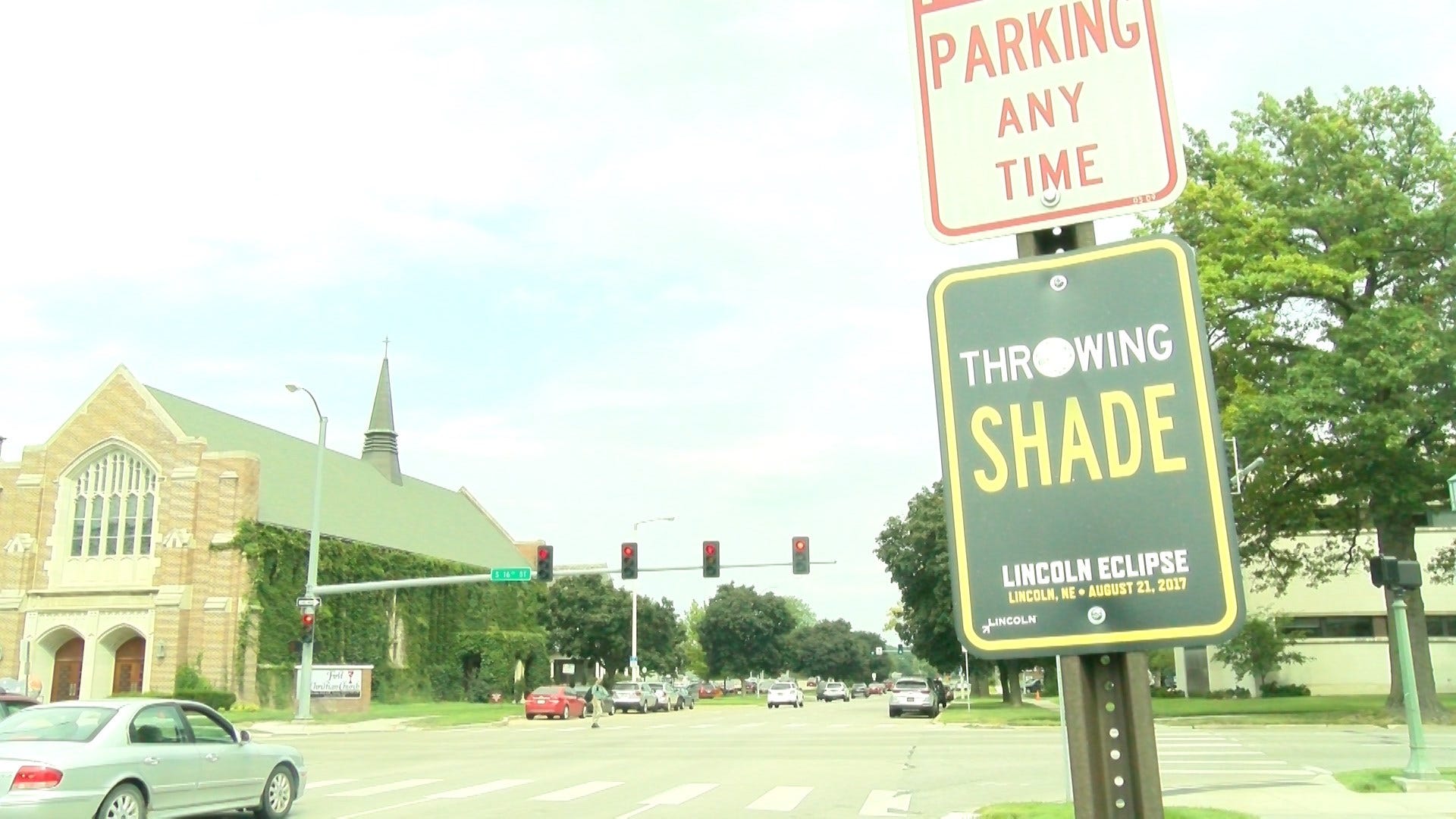 Eclipse signs hung throughout the city