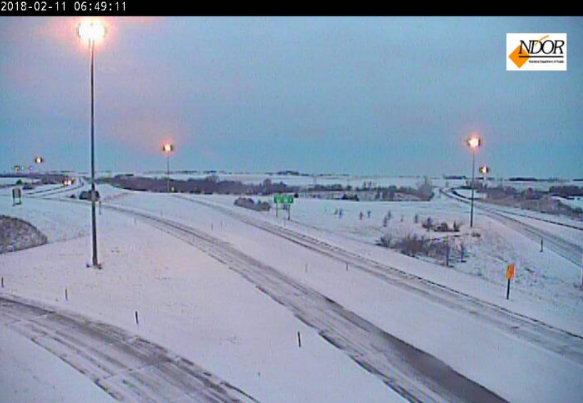 Interstate and highways partially snow covered