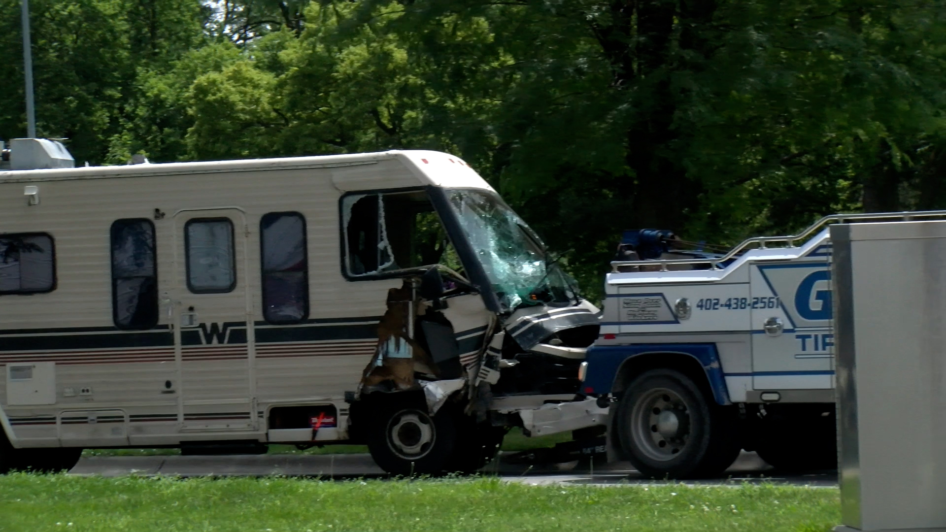 Afternoon collision near S. 9th & Van Dorn leaves an RV shattered