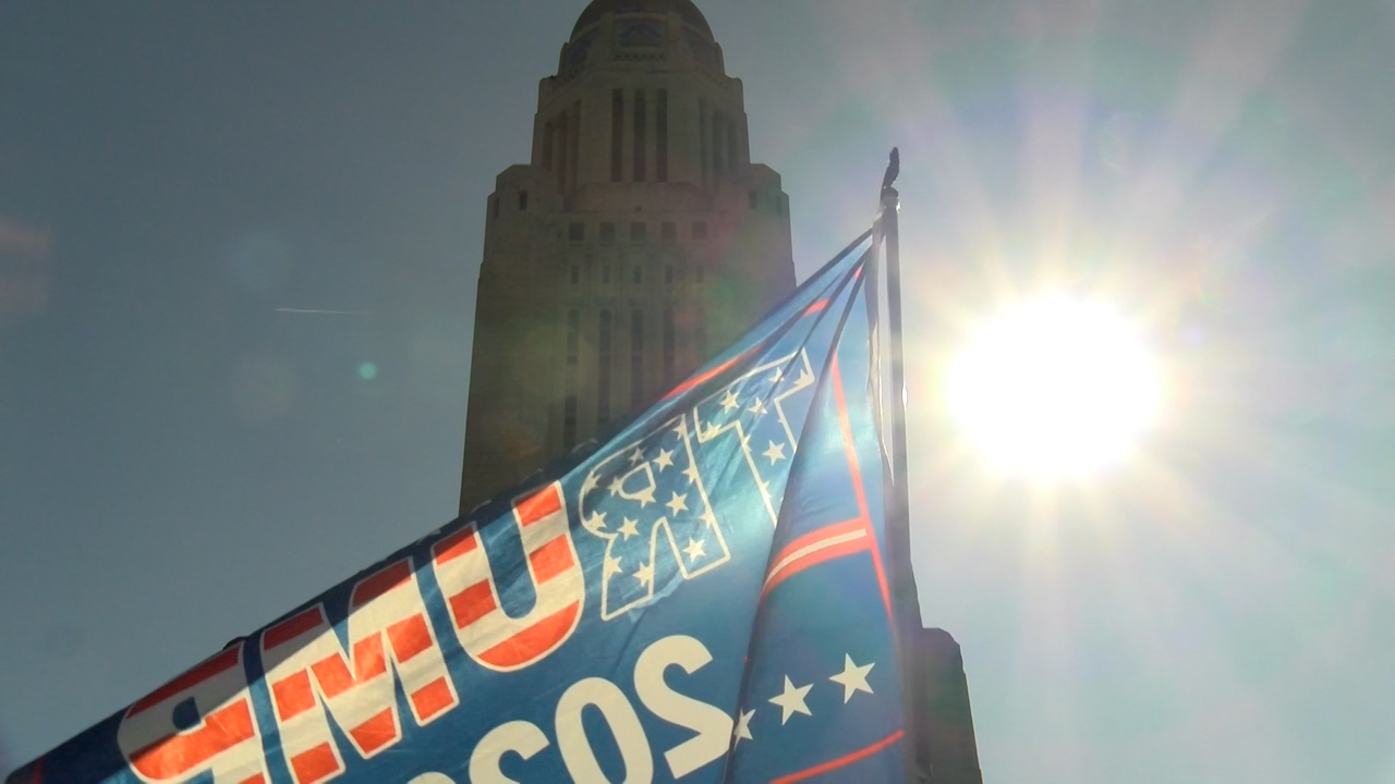 'Four more years!': Trump supporters protest outside Nebraska's Capitol