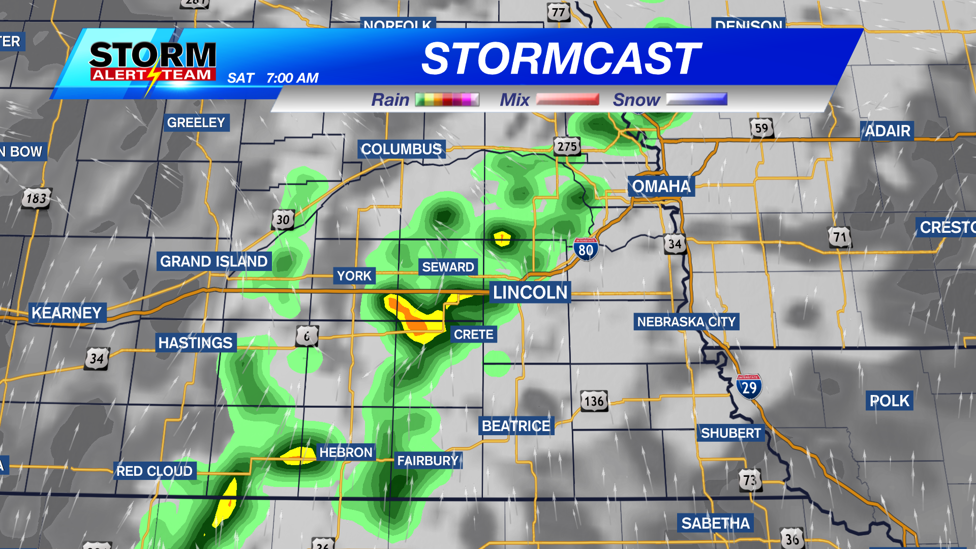Rain chances coming in "waves" on Saturday