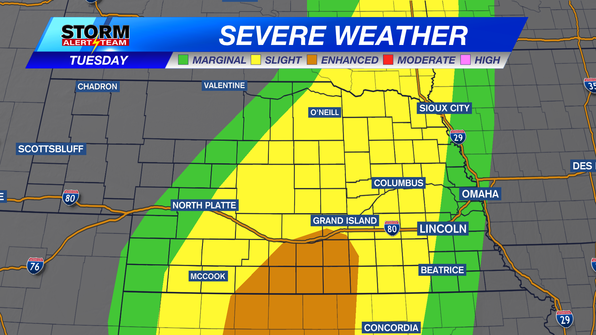 Storms across Nebraska likely on Tuesday, cooling down after that