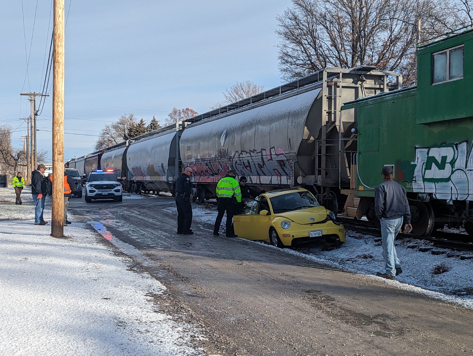 Driver slid on ice, crashed into train in Lincoln neighborhood, LFR says