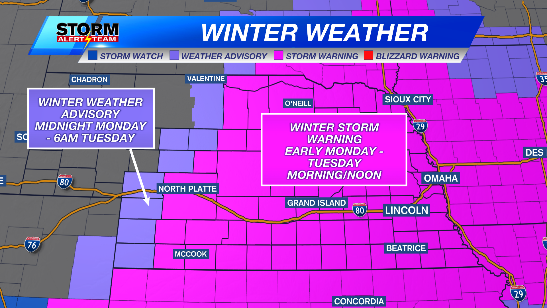 Heavy, wet snow expected across eastern Nebraska