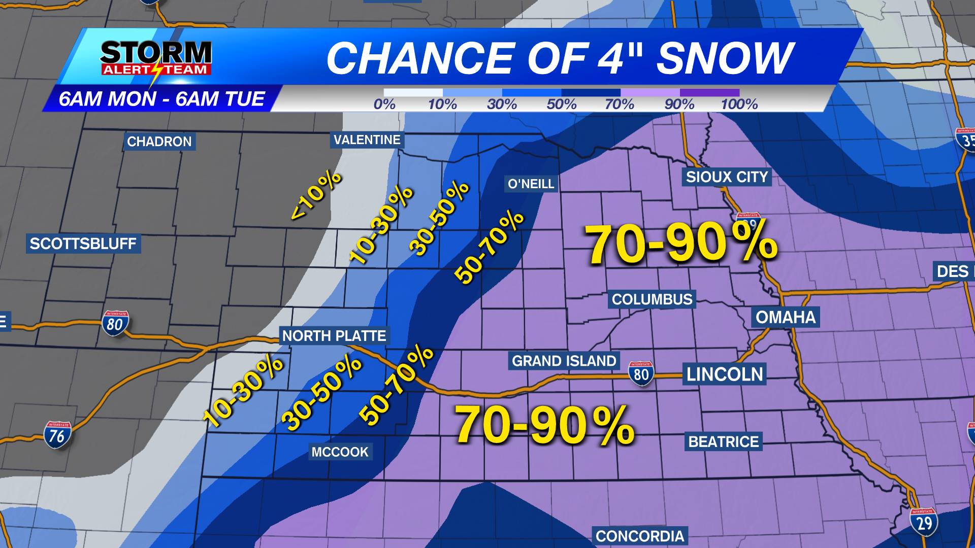 Heavy, wet snow expected across eastern Nebraska