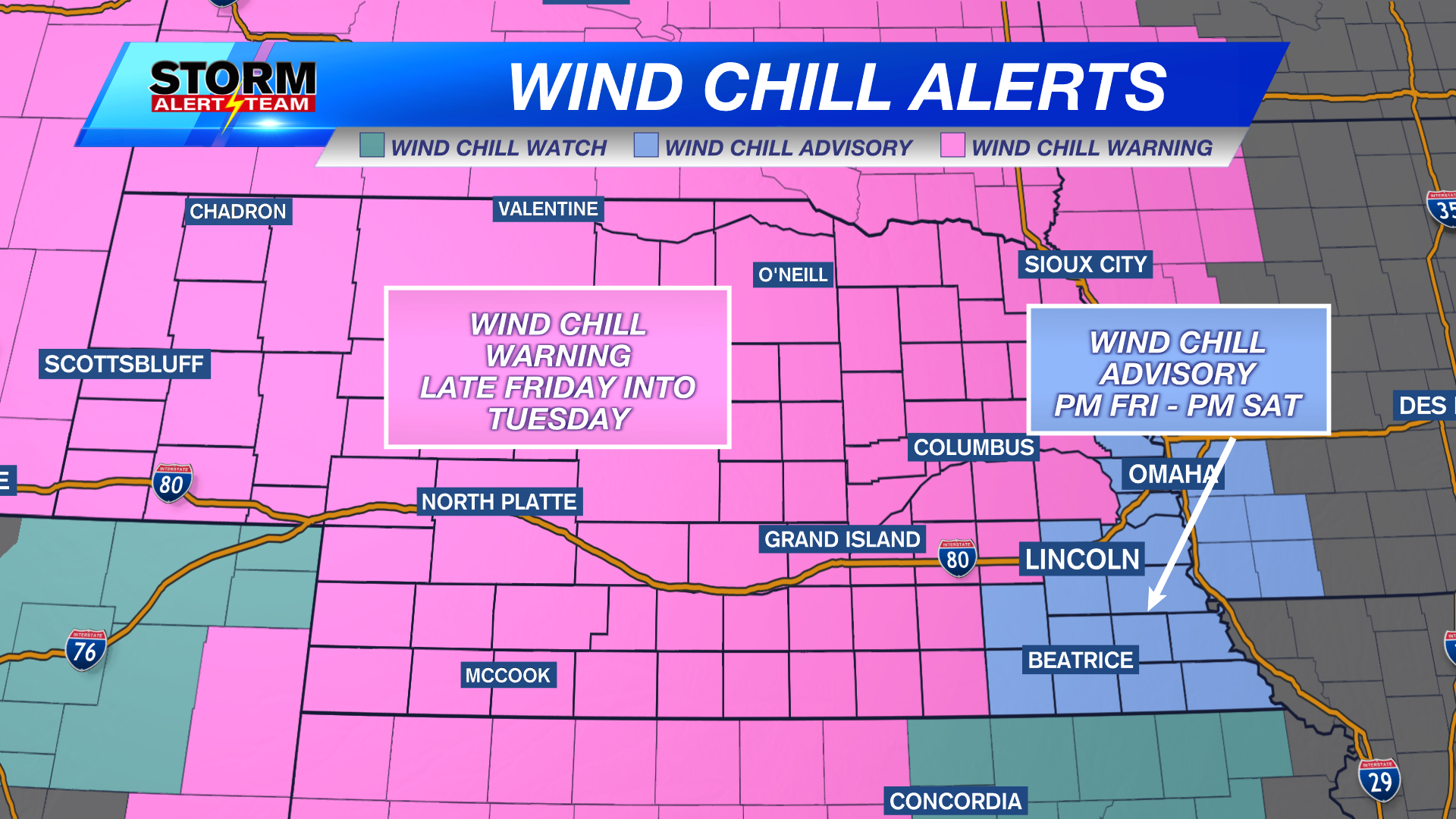 Winter storm, blizzard potential, brutal wind chills for Nebraska