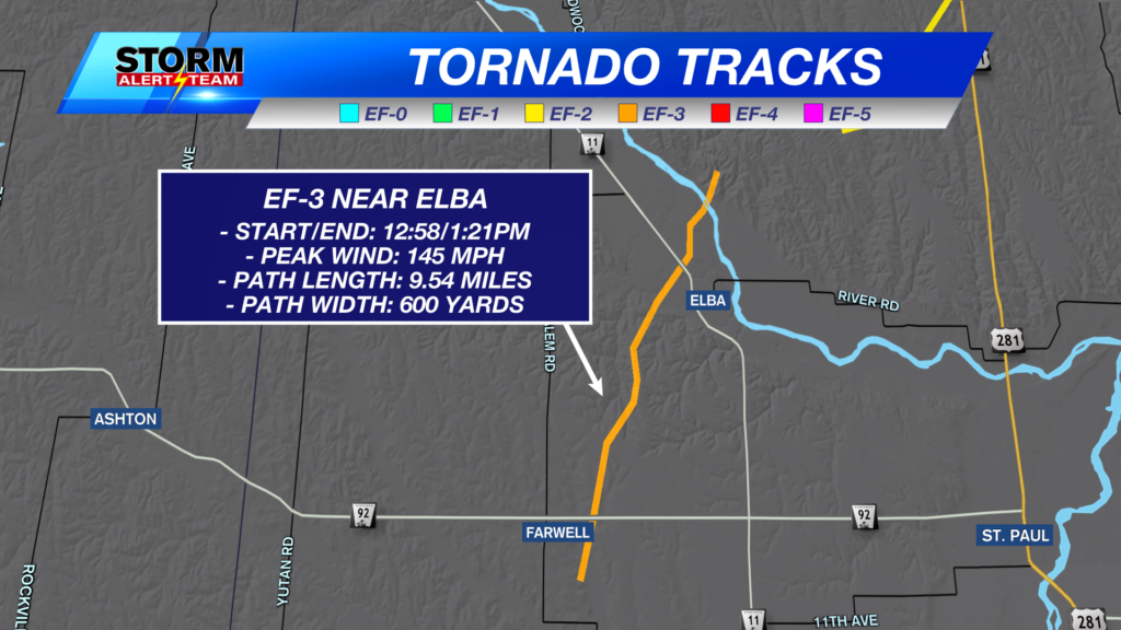 Five tornadoes, including one EF-3, confirmed in central Nebraska