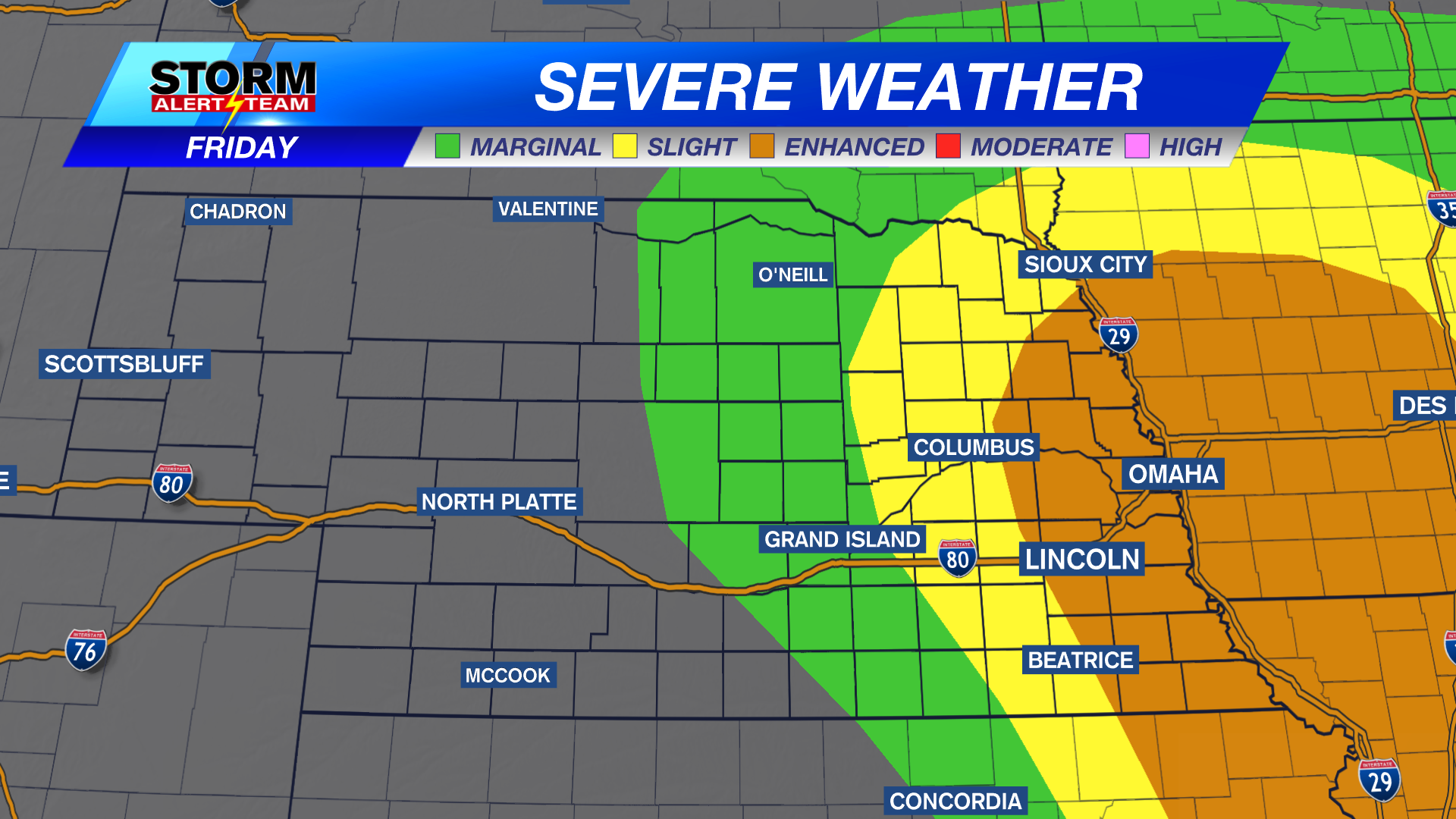 Significant severe storms possible in eastern Nebraska Friday afternoon