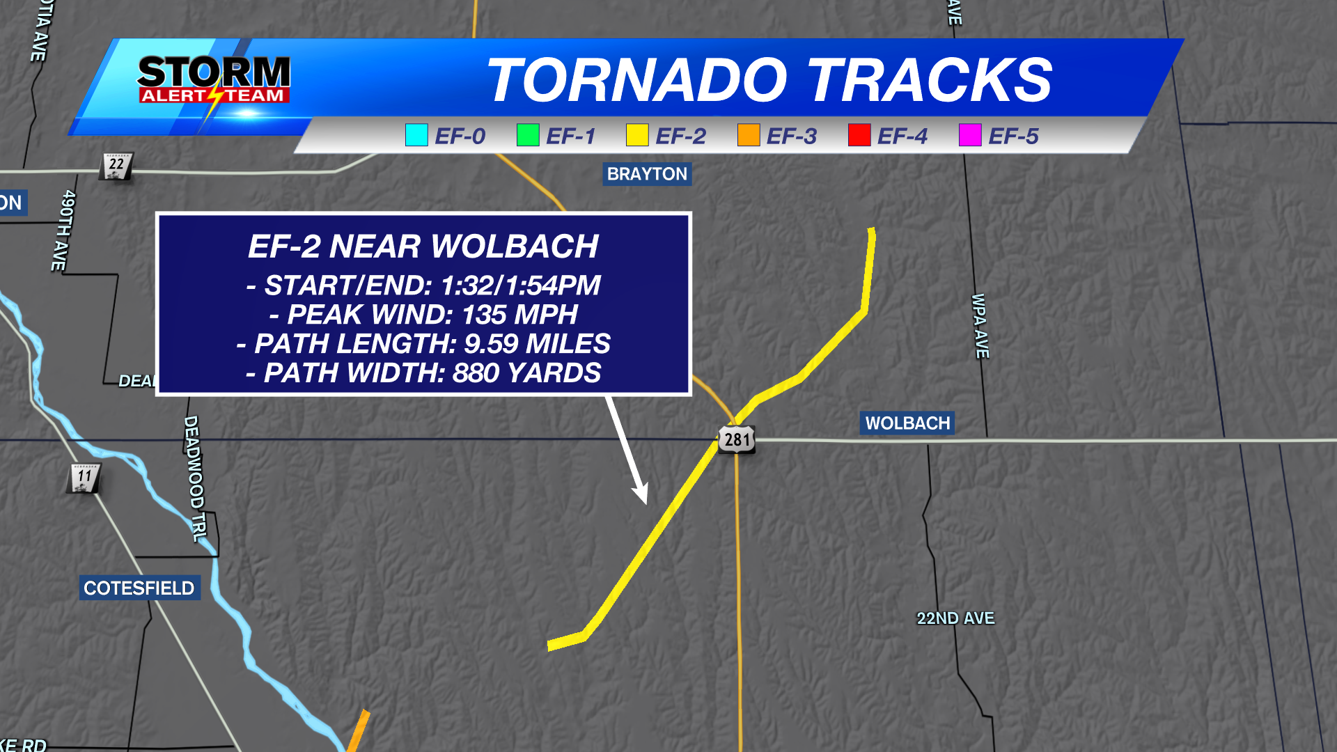 Five tornadoes, including one EF-3, confirmed in central Nebraska