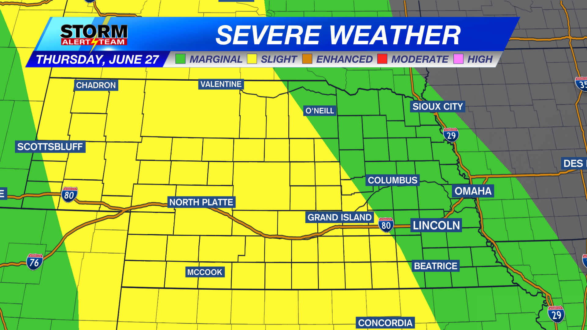 Storms ravage Omaha with large hail, high winds; pleasant with storms west Wednesday evening