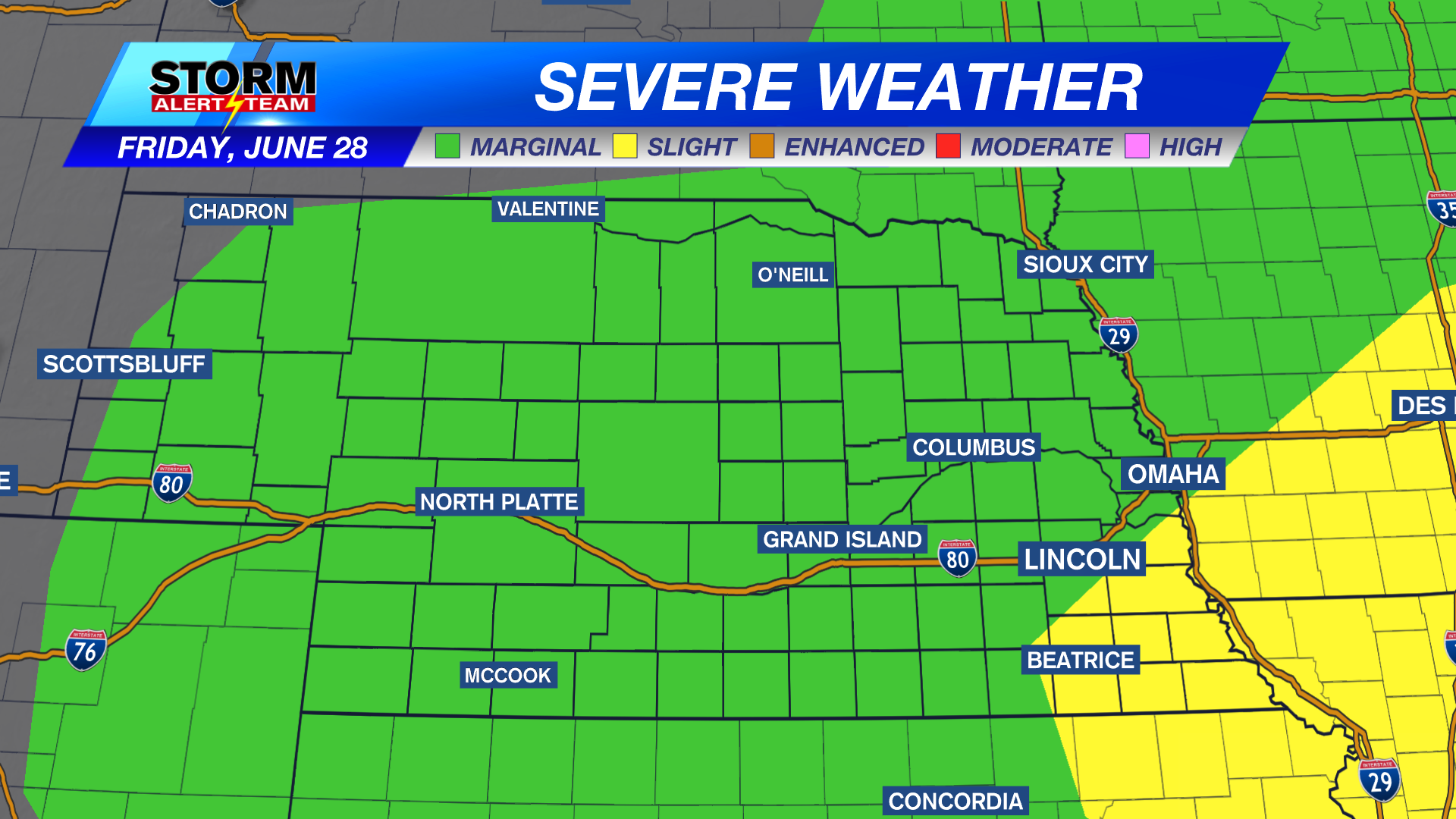 Storms ravage Omaha with large hail, high winds; pleasant with storms west Wednesday evening