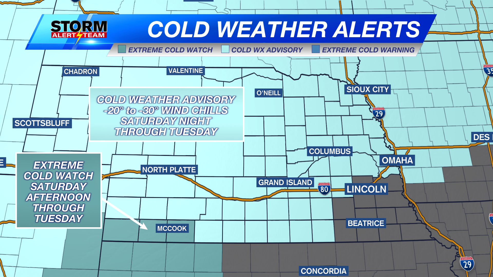 Cold Weather Alerts in place into next week