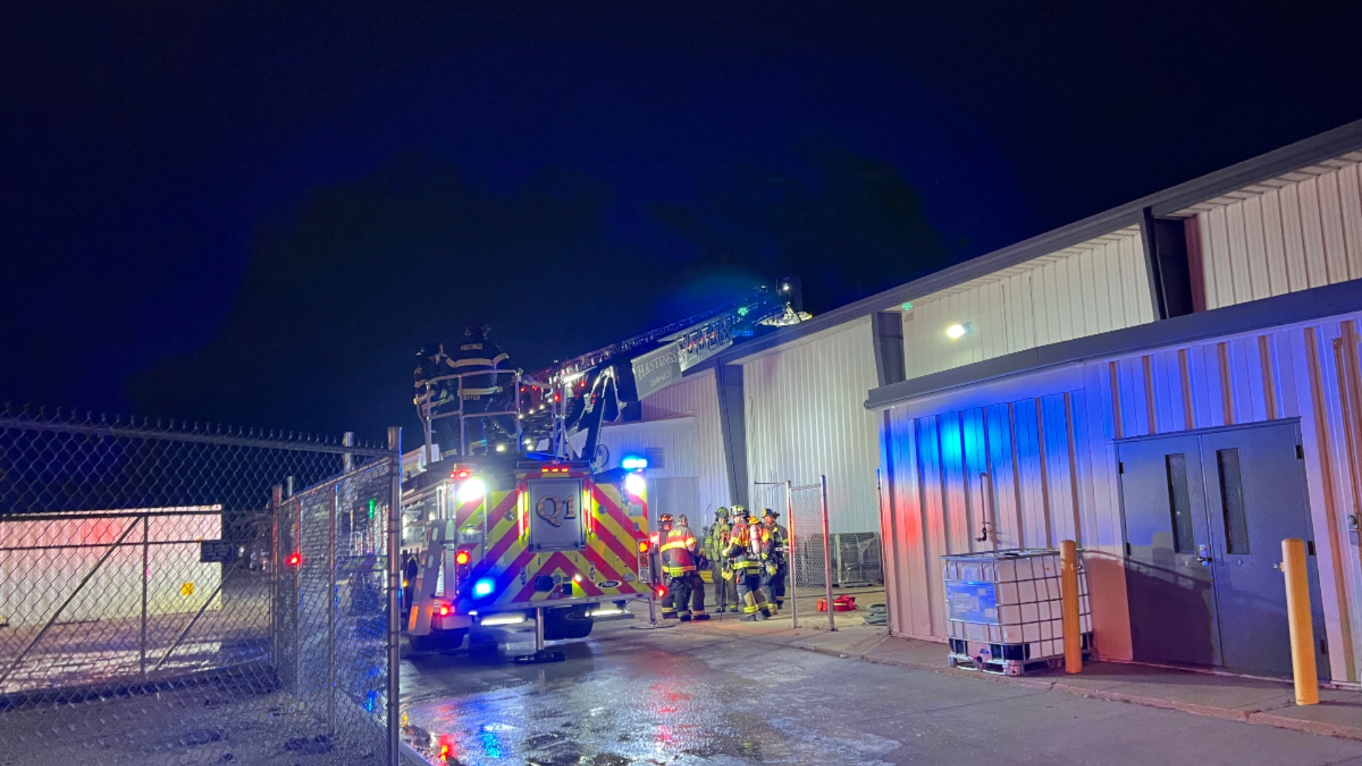 Crews battle fire at manufacturing facility in Hastings
