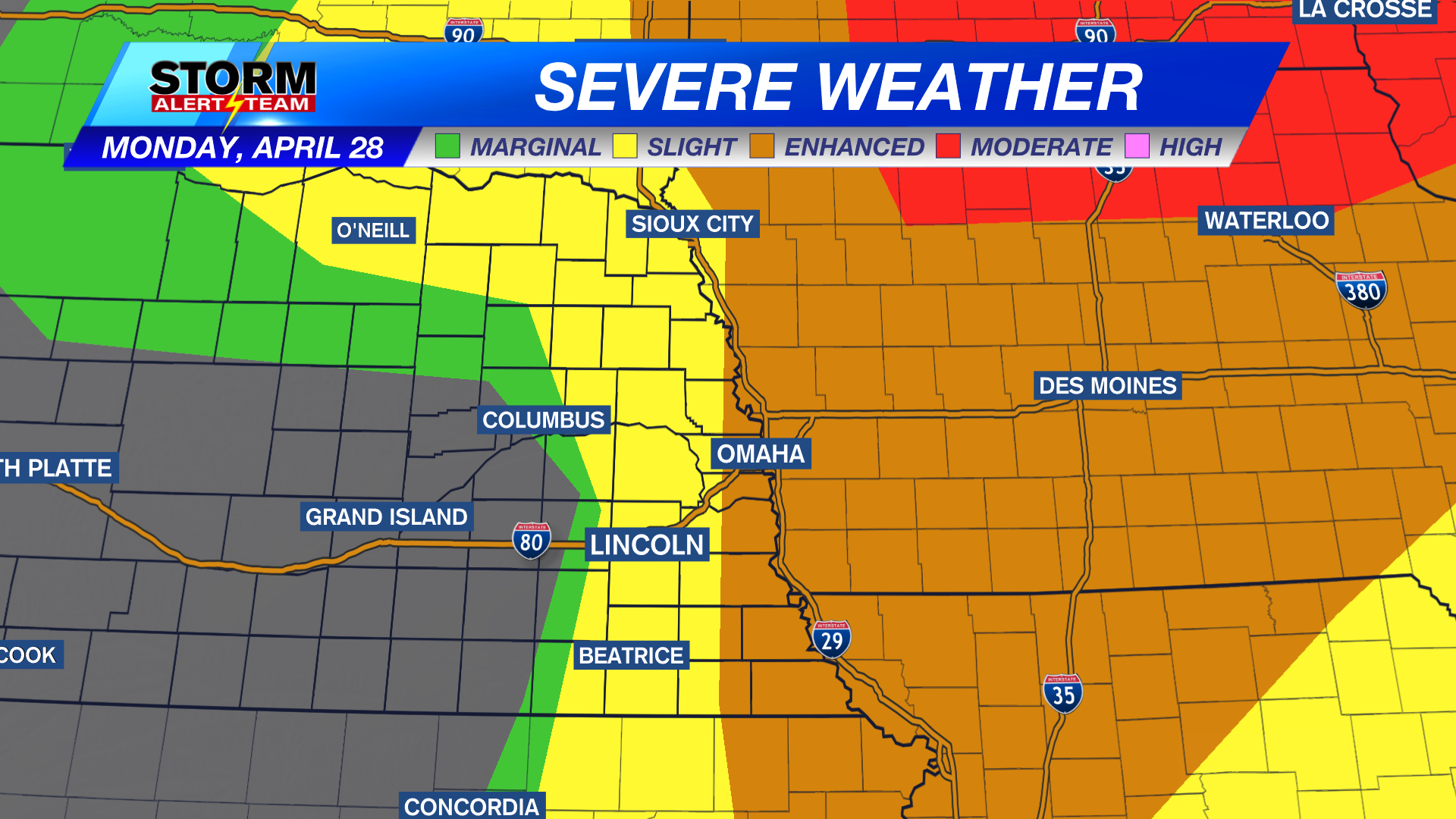 Severe potential across eastern Nebraska by Monday afternoon; main threat of destructive hail ...