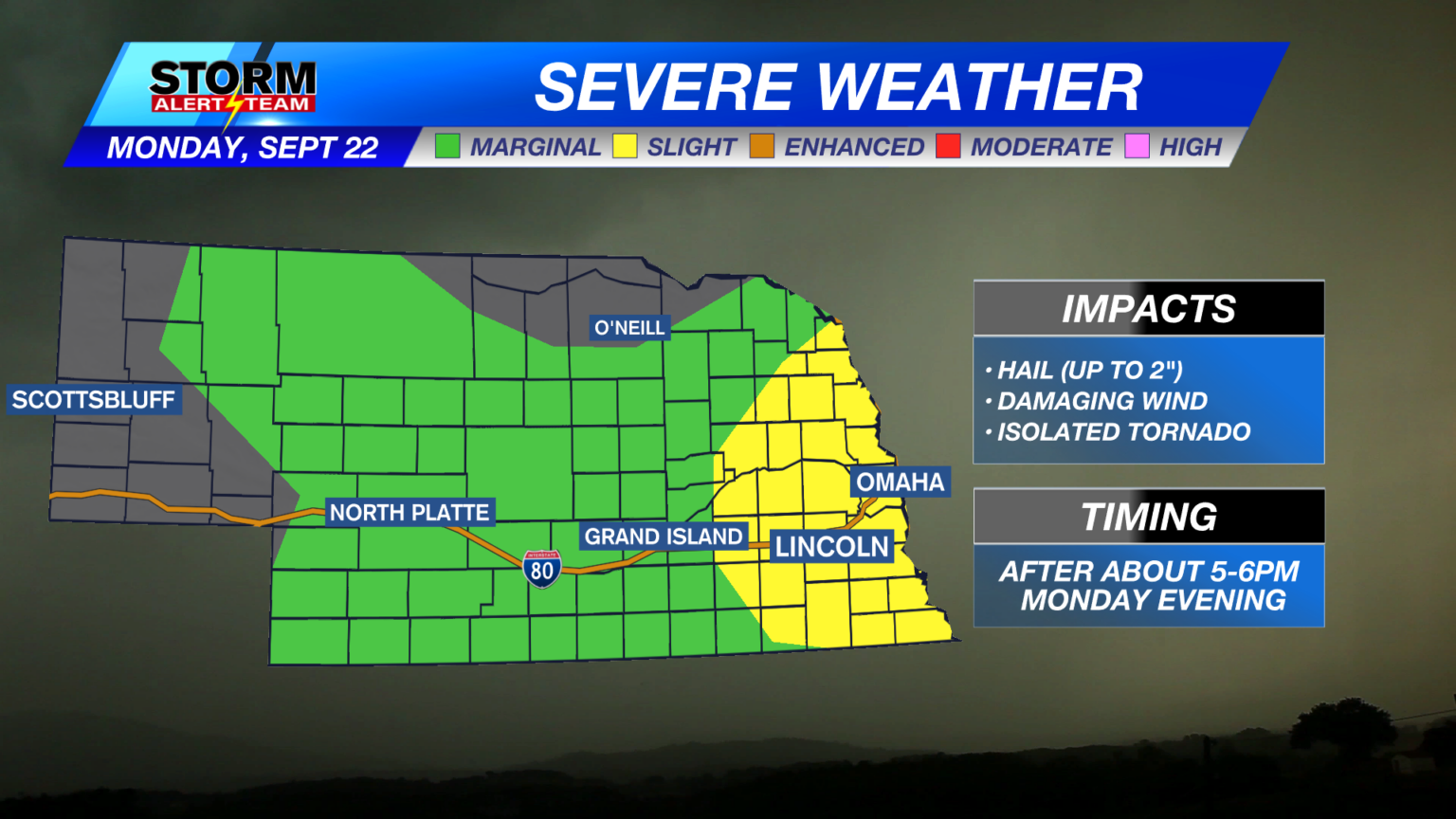 Scattered strong to severe storms possible Monday evening in eastern ...