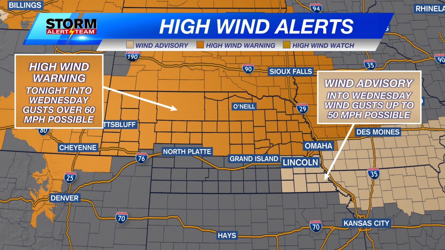 Excessive wind tonight into Wednesday