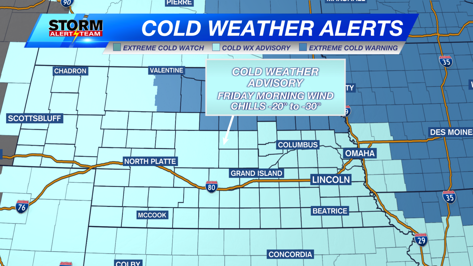 Dangerous Wind Chills Friday, Weekend Snow Chances to Follow