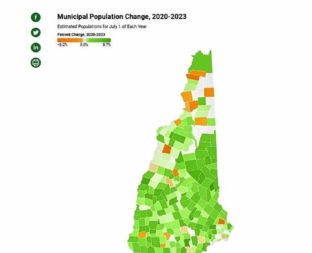 New Hampshire's population is increasing, especially in rural areas ...