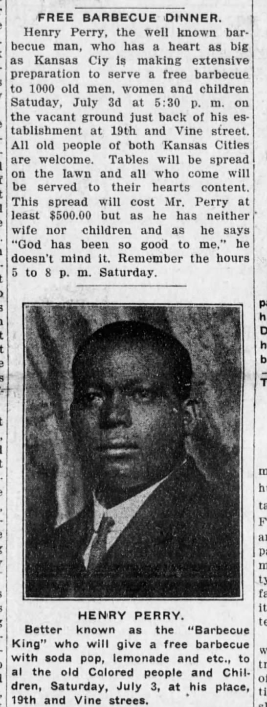 KC BBQ innovator Henry Perry is getting the city-wide celebration he ...