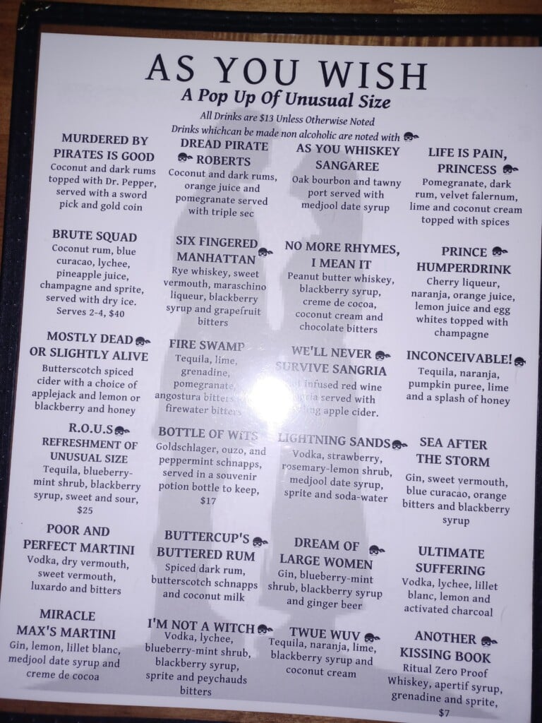 Princess Bride pop-up features 24 cocktails pulled from the Kingdom of ...