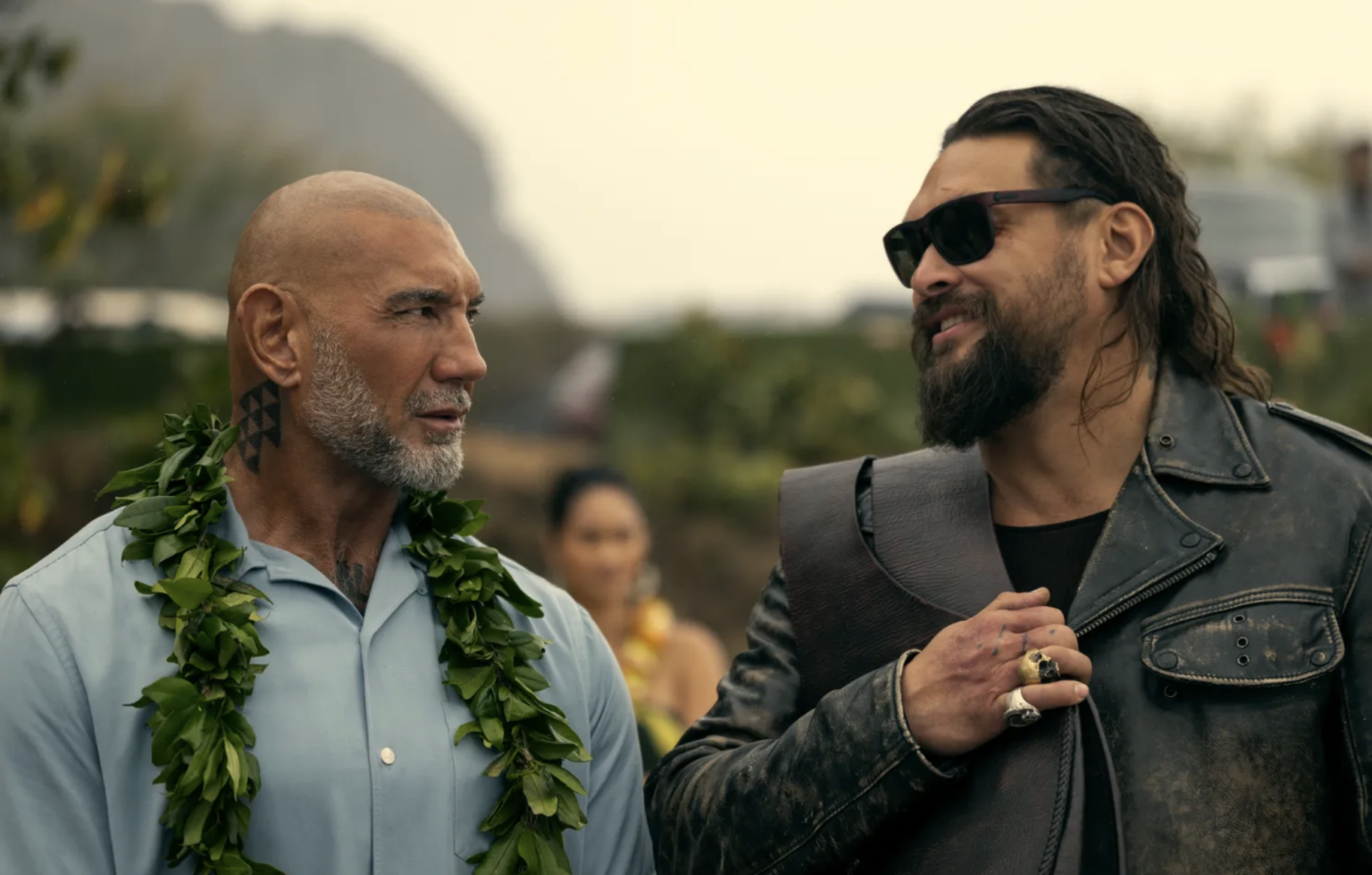 Momoa and Bautista divvy up collateral damage in The Wrecking Crew