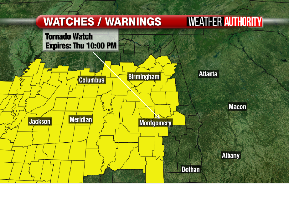 Much of the Viewing Area Under Tornado Watch - WAKA 8