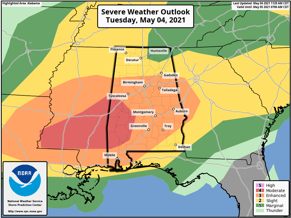 Severe Weather Risk Upgraded to "Moderate Risk" (Level 4/5) - WAKA 8