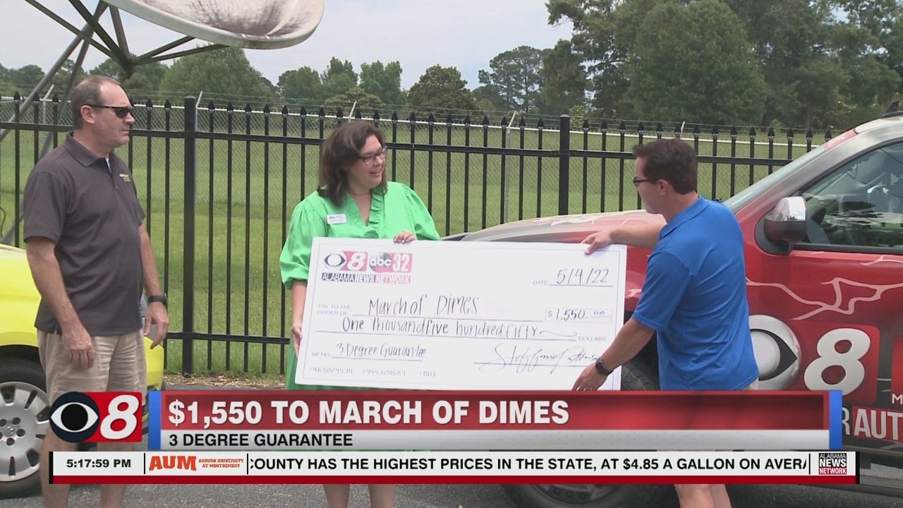 3 Degree Guarantee: March of Dimes of Central Alabama Gets $1,550 Check ...
